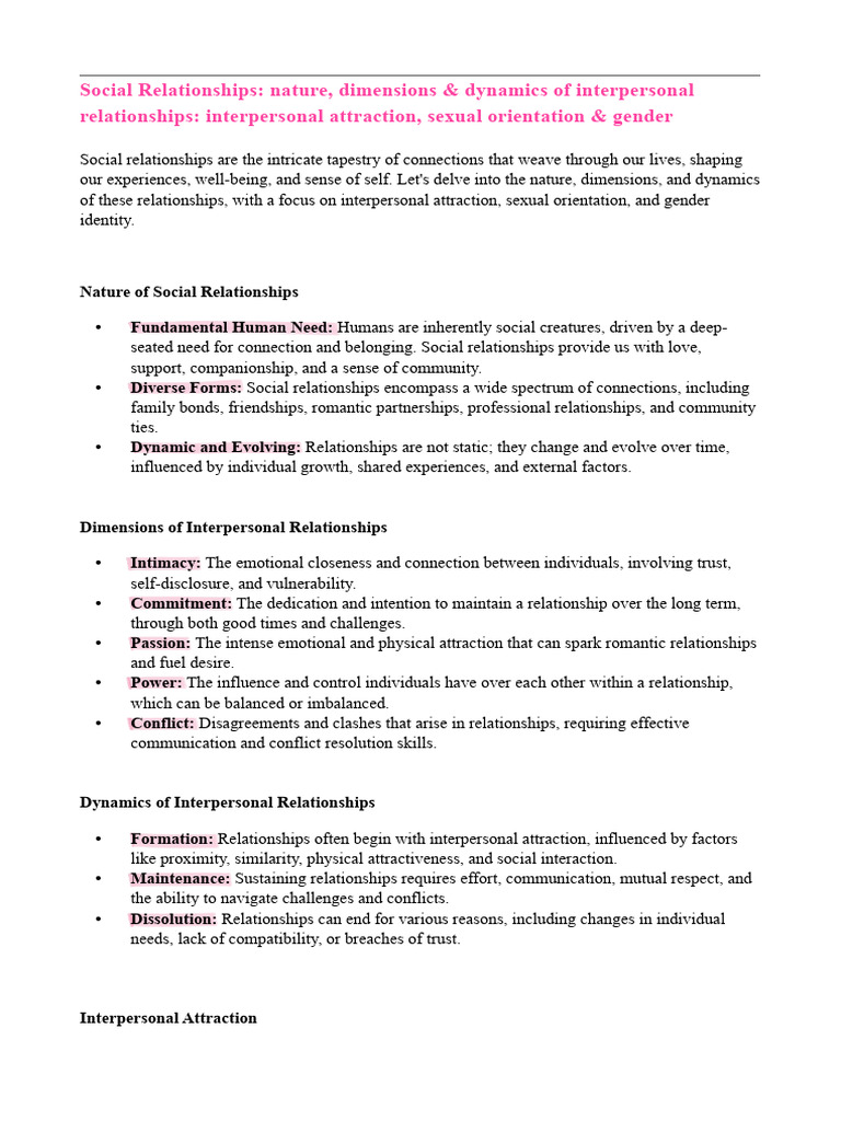 Dynamics of Social Relationships Explained | PDF | Interpersonal ...