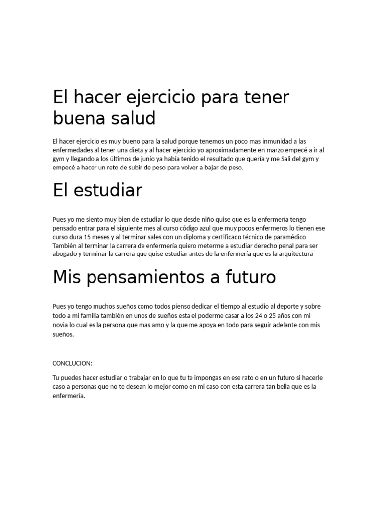 El Hacer Ejercicio para Tener Buena Salud | PDF