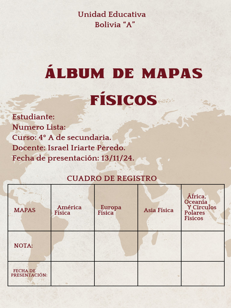 Documento A4 Portada Carátula Proyecto Mapas Geografía Minimalista Marrón | PDF