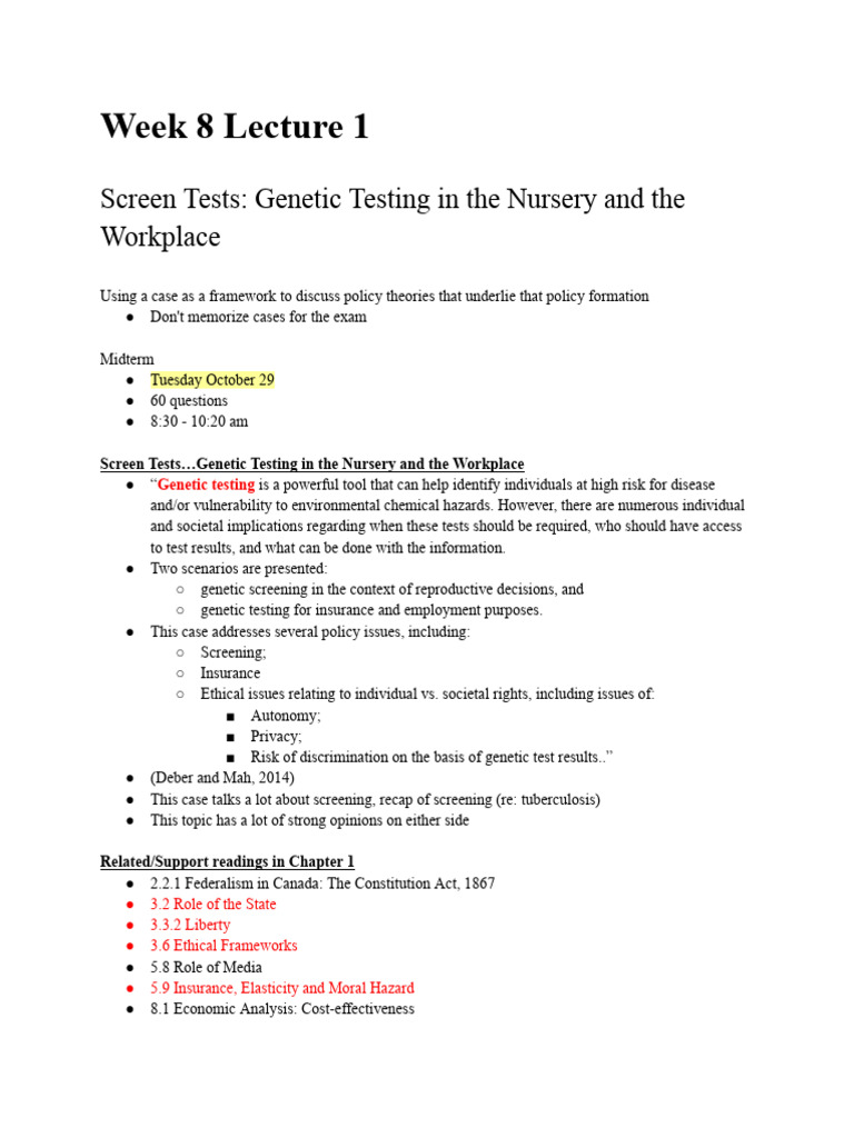 Week 8 Lecture 1 - Google Docs | PDF | Clinical Medicine | Medical Specialties