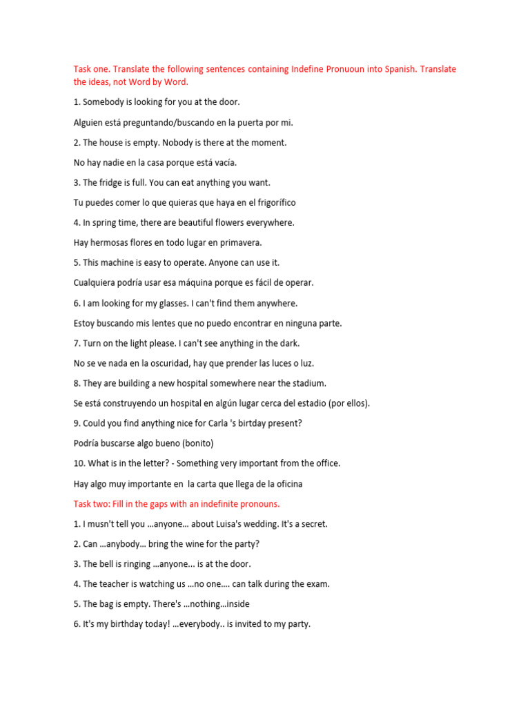 Activities With Indefinite Pronouns | PDF | Semantic Units | Linguistic ...