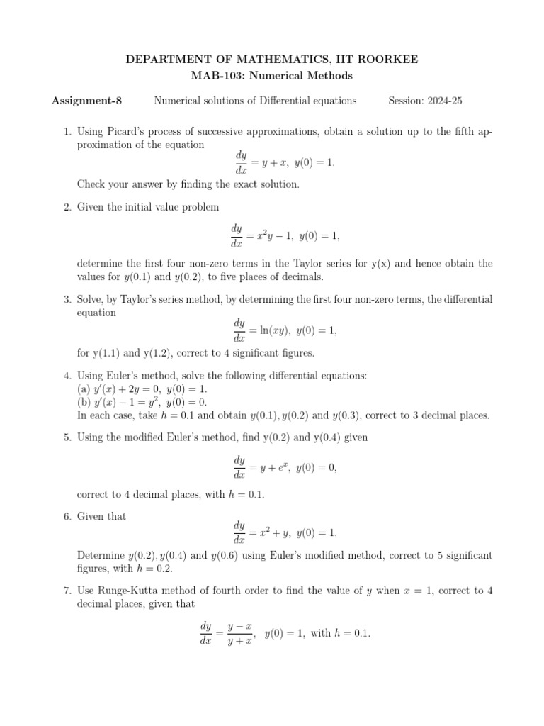Assignment 8 - R (MAB-103) | PDF | Equations | Subtraction
