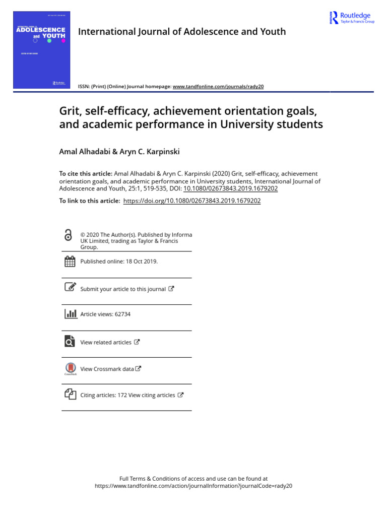 Grit Leads To Academic Achievement Mediated by SE | PDF | Grit ...