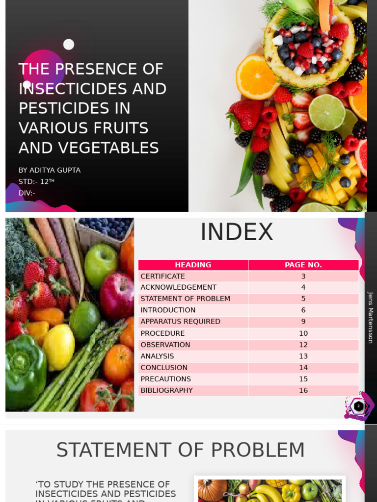 The Presence of Insecticides and Pesticides in Various | PDF ...