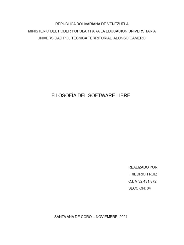 Ensayo Filosofia Del Software Libre | PDF | Software libre | Software