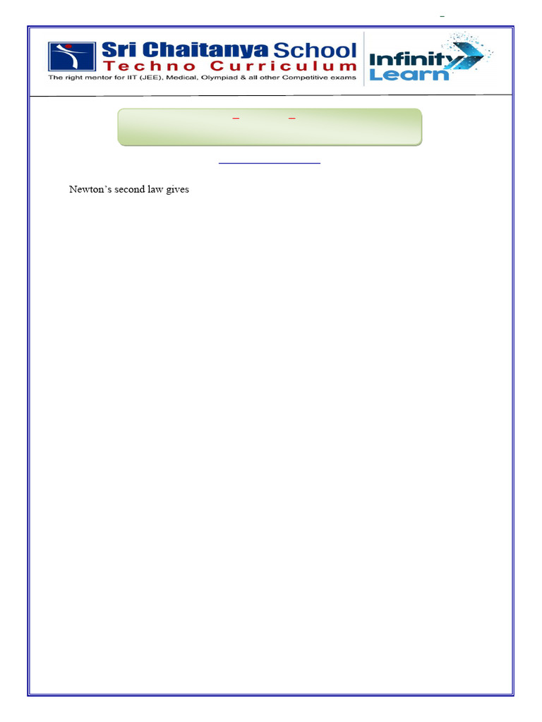 Ix - Intso (Stso) - Level - I - W.S - 2 - Laws of Motion | PDF | Force ...