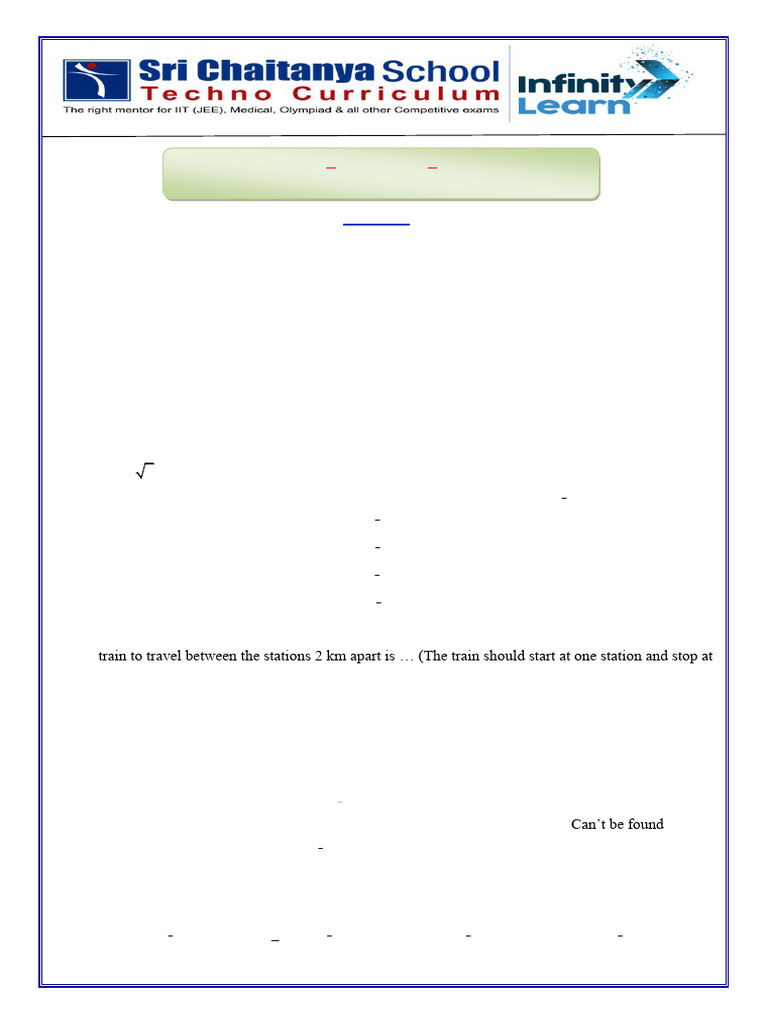 Ix - Intso (Stso) - Level - I - W.S - 3 - Motion | PDF | Acceleration ...