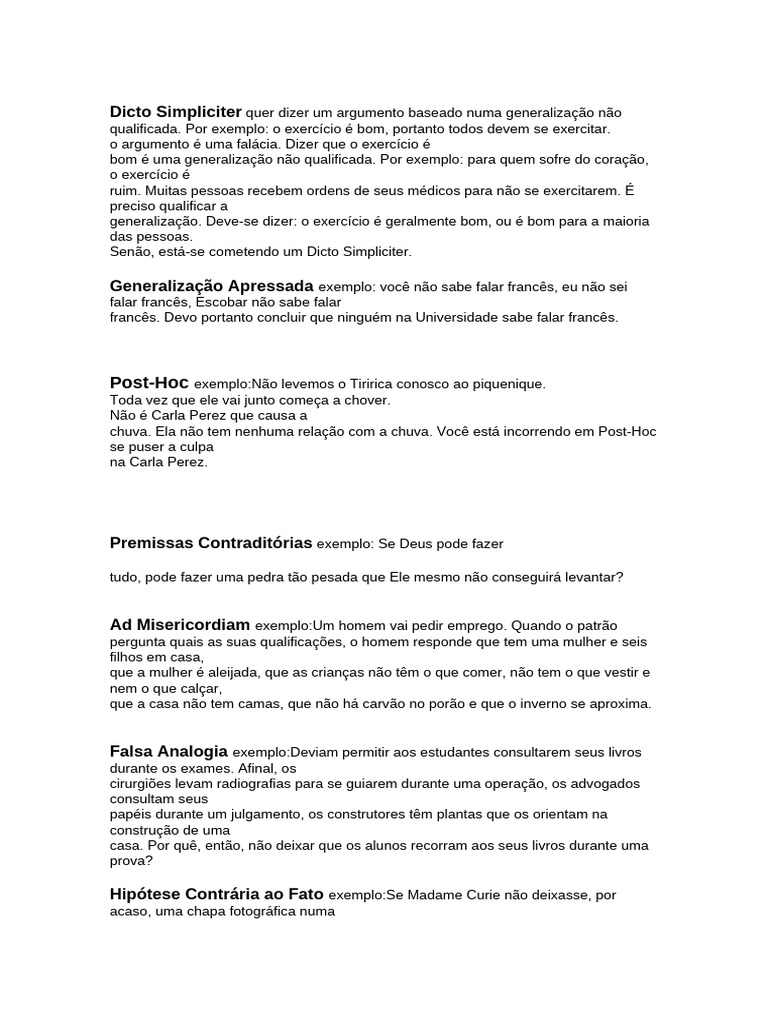 Dicto Simpliciter Quer Dizer Um Argumento Baseado Numa Generalização ...