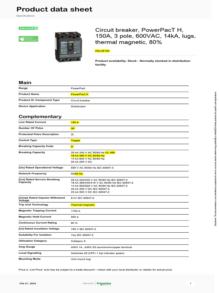 Schneider Electric - PowerPacT-HFrame-Molded-Case-Circuit-Breakers ...