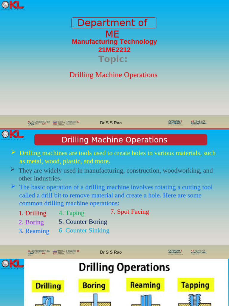 Drilling Machine Operations Overview | PDF | Drilling | Drill