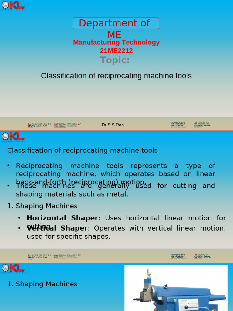 S14 - Classification of Reciprocating Machine Tools | PDF | Home & Garden | Art