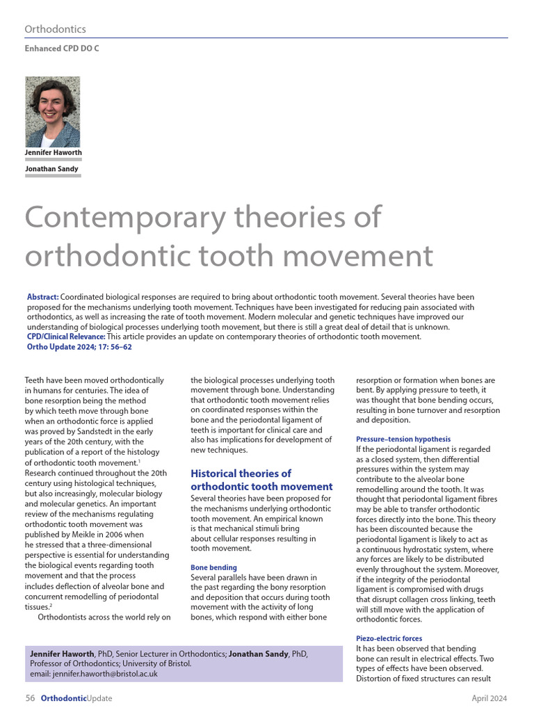 Orthodontic Tooth Movement Theories ++ | PDF | Osteoblast | Bone