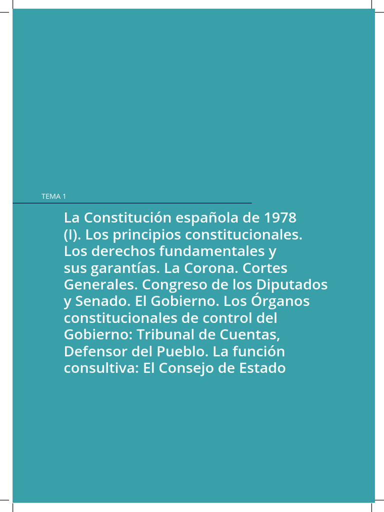 Tema 1. Constitucion Espanola | PDF | Constitución | Derecho Constitucional