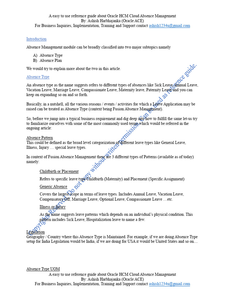 Implementing Absence Management in Oracle HCM Cloud-1 | PDF | Accrual ...