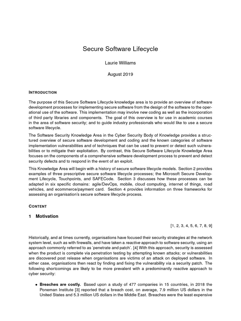 SSE 2024 - 3. CyBOK - Secure SW Lifecycle | PDF | Security | Computer ...