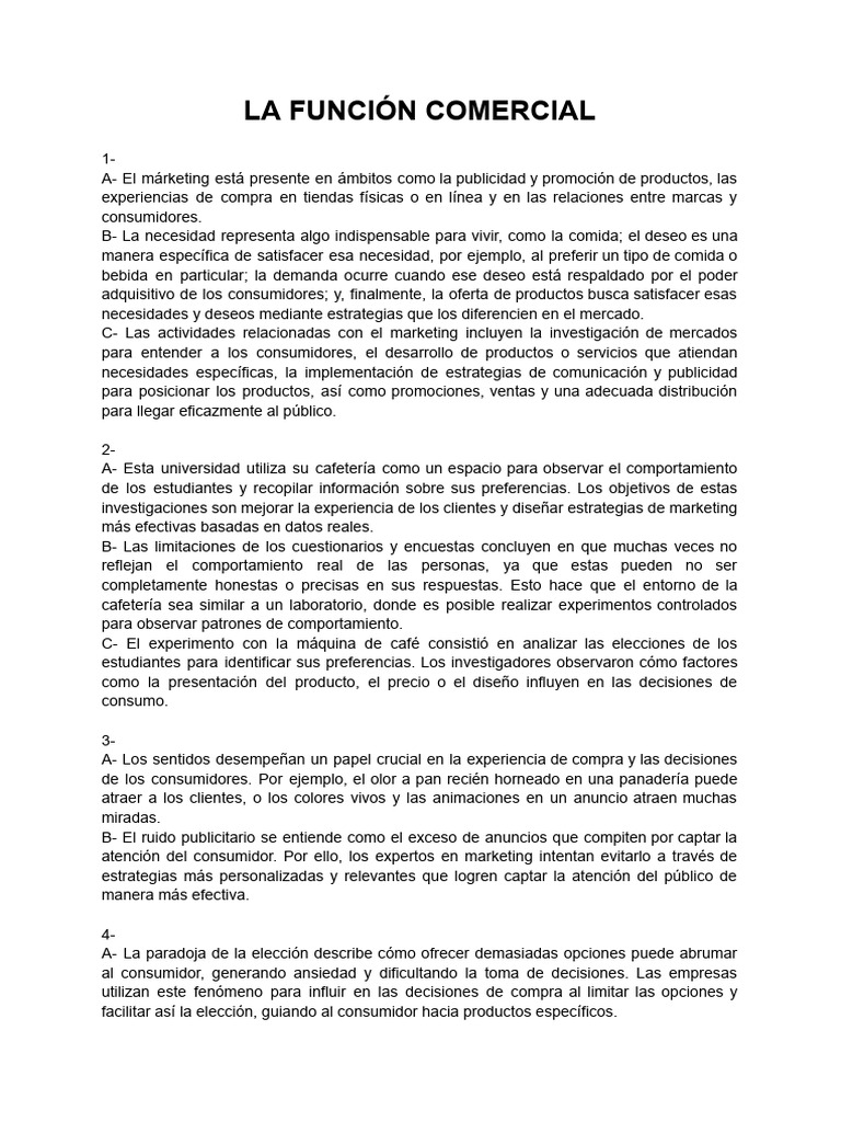 La Funcíon Comercial | PDF | Marketing | Comportamiento