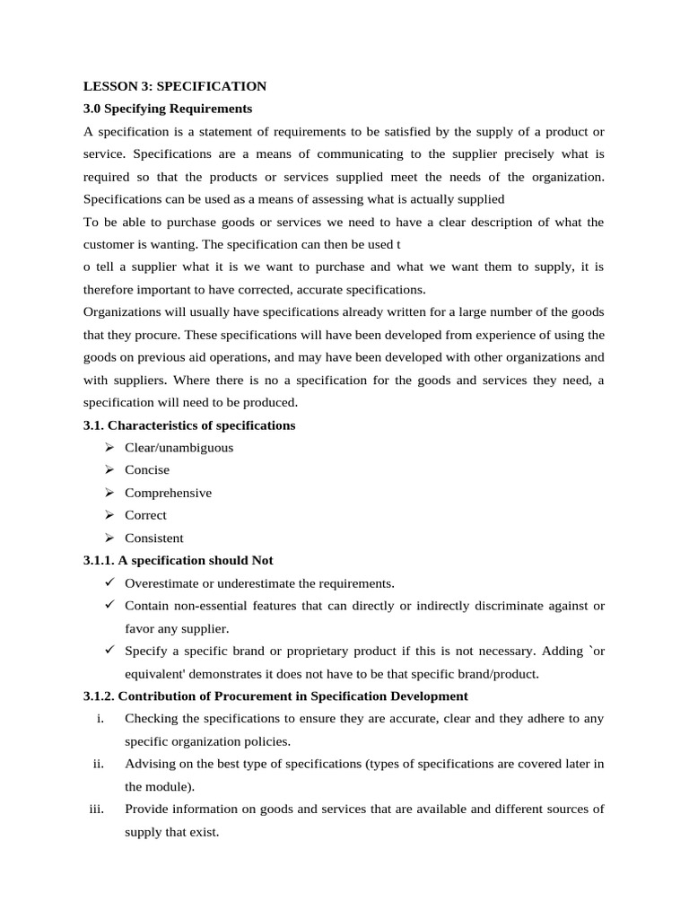 Lesson 3 | PDF | Specification (Technical Standard) | Procurement