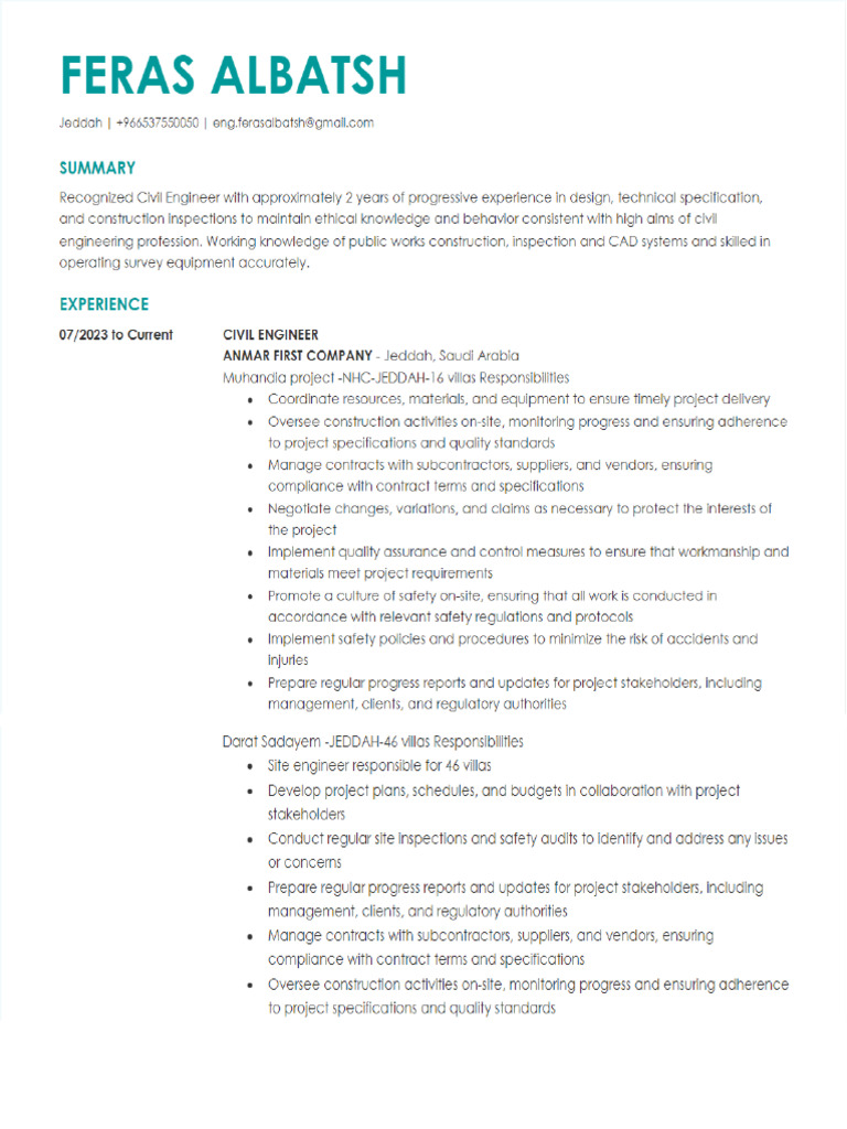 Feras Hatim ALBATSH CV | PDF