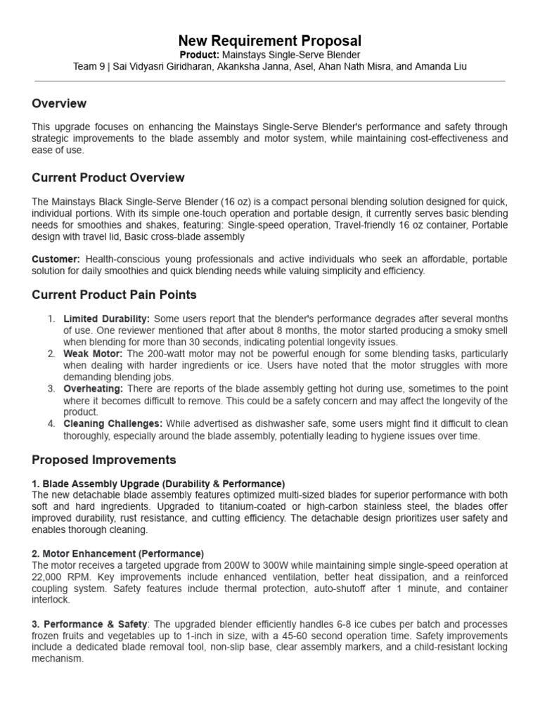 New Requirement Proposal - Team9 | PDF | Blender