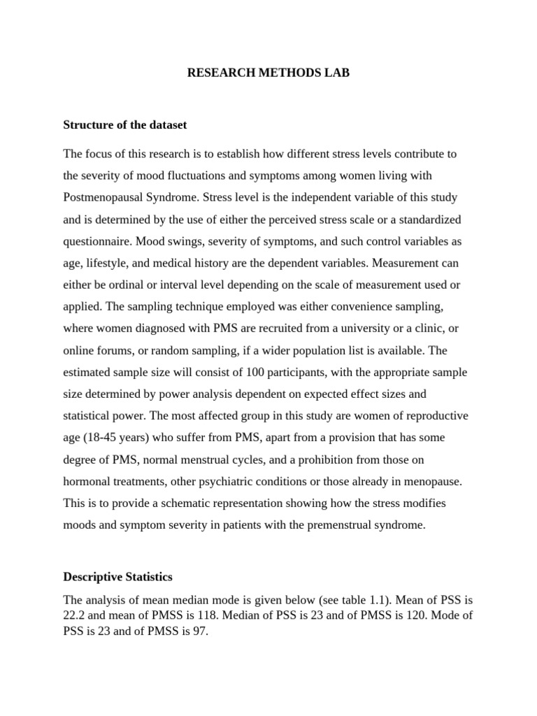 Research Methods Lab CIA 2-2 - 1 | PDF | Premenstrual Syndrome | Statistics