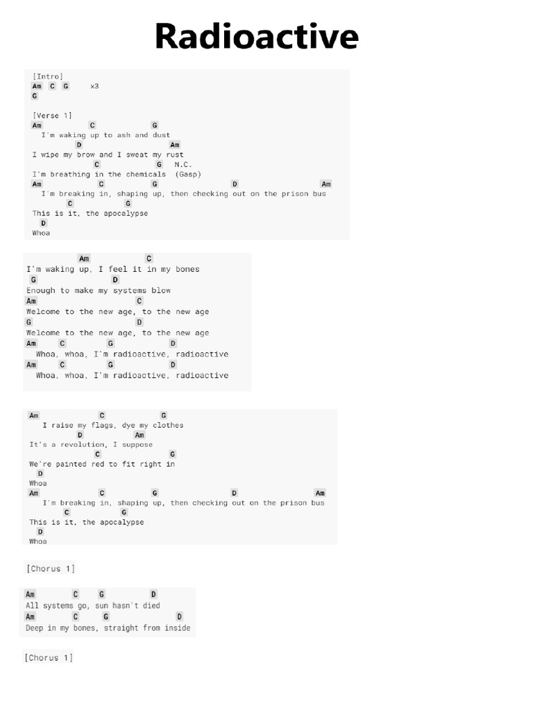 Radioactive Chords+lyrics | PDF