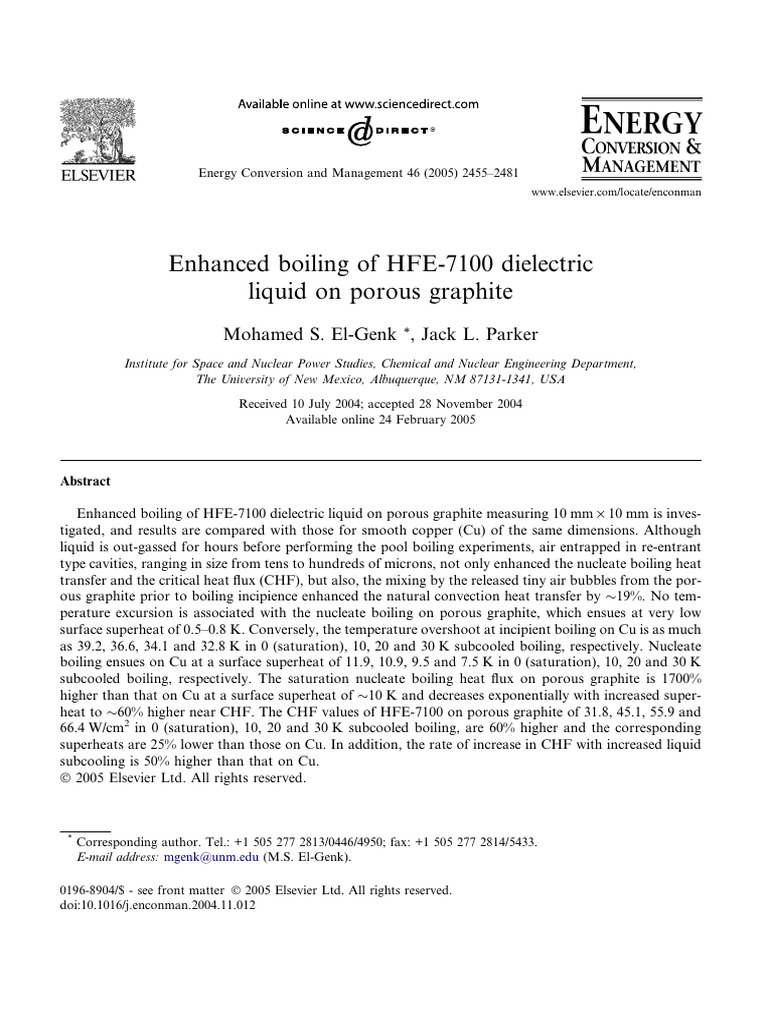 Enhanced Boiling of HFE-7100 on Graphite | PDF | Boiling | Porosity