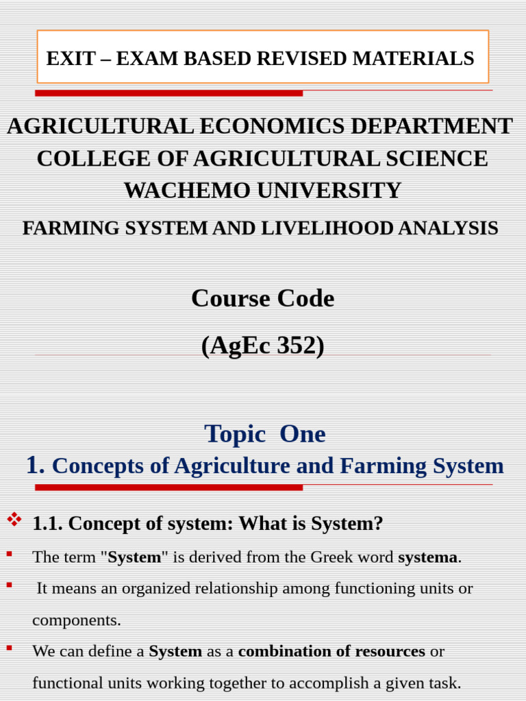 Farming System & Livelihood Analysis (All Chapters) | PDF | Agriculture | System