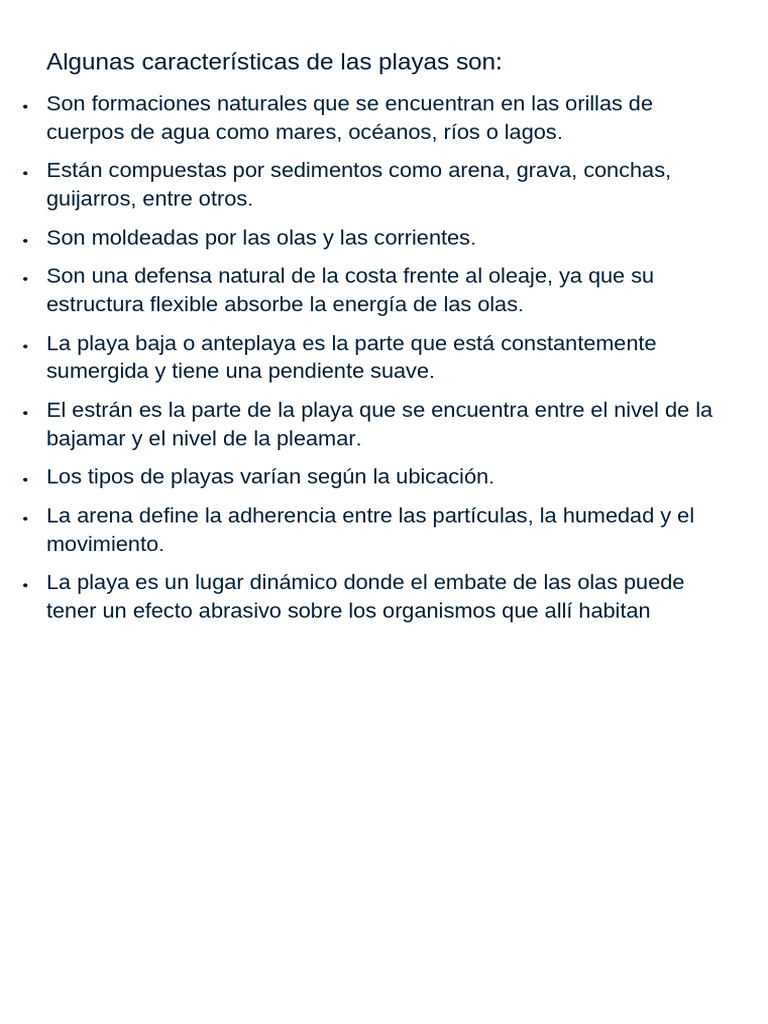 Características y elementos de las playas | PDF | Ciencias sociales ...