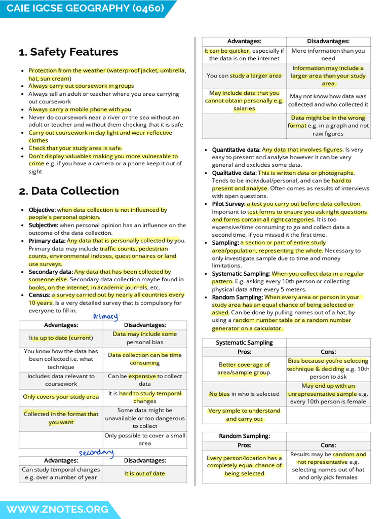 Igcse Geography 0460 Practical v3 | PDF