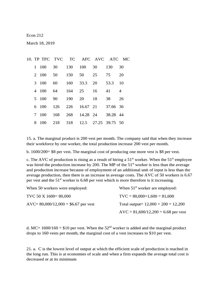 Econ 212: Production Cost Analysis | PDF | Computers | Technology ...