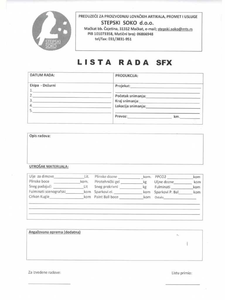 Radna Lista SFX | PDF