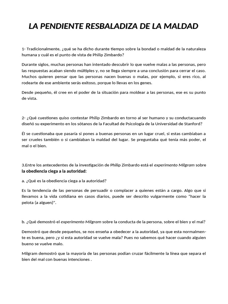 La Maldad y la Conducta Humana según Zimbardo | PDF | Mal | Anonimato