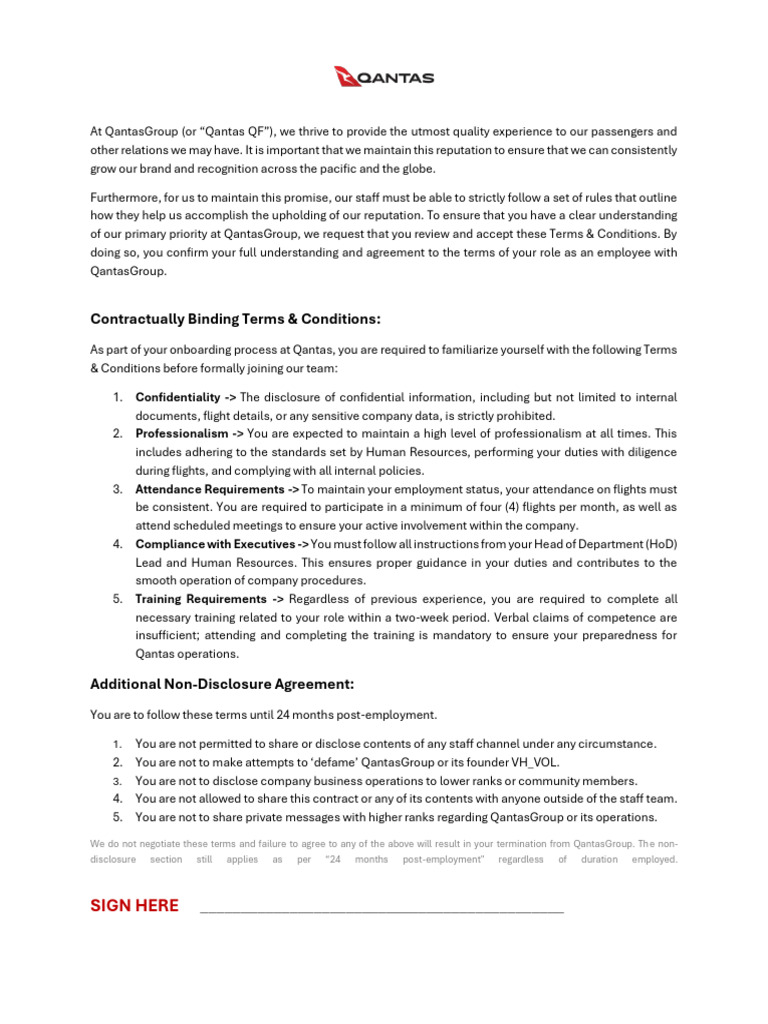 QantasGroup RBLX Contract | PDF | Business Law | Private Law