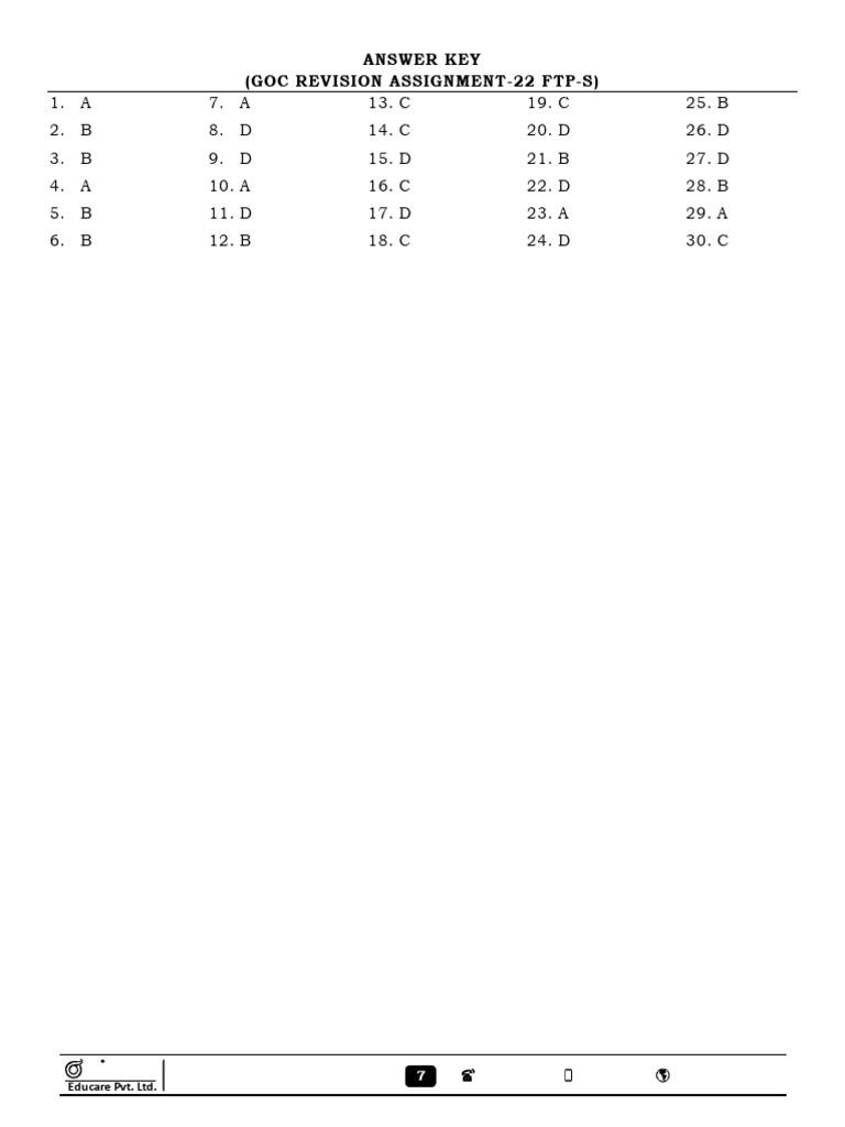 G.O.C - Revision (Answer Key) | PDF