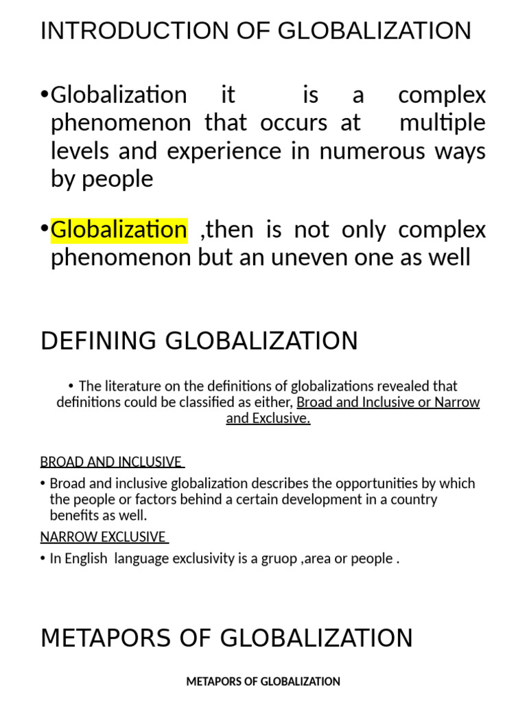 Introduction of Globalization | PDF | Metaphor | Globalization