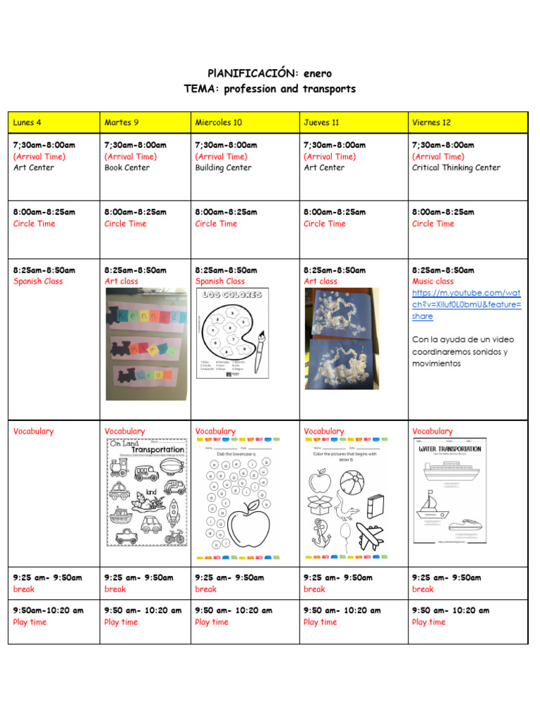 Spanish Class Schedule Overview | PDF | Learning