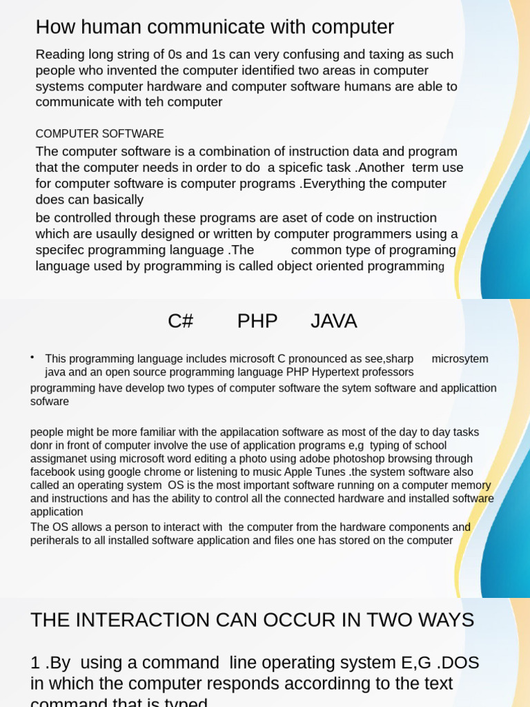 How Humans To Communicate With Cumpoters | PDF | Operating System ...