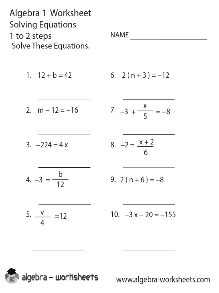 Algebra 1 Worksheet Solving Equations | PDF | Teaching Methods & Materials