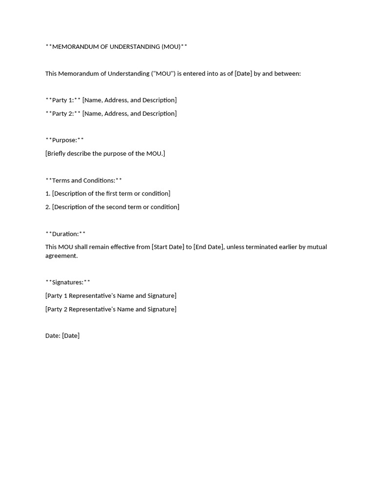 MOU Template and Guidelines | PDF