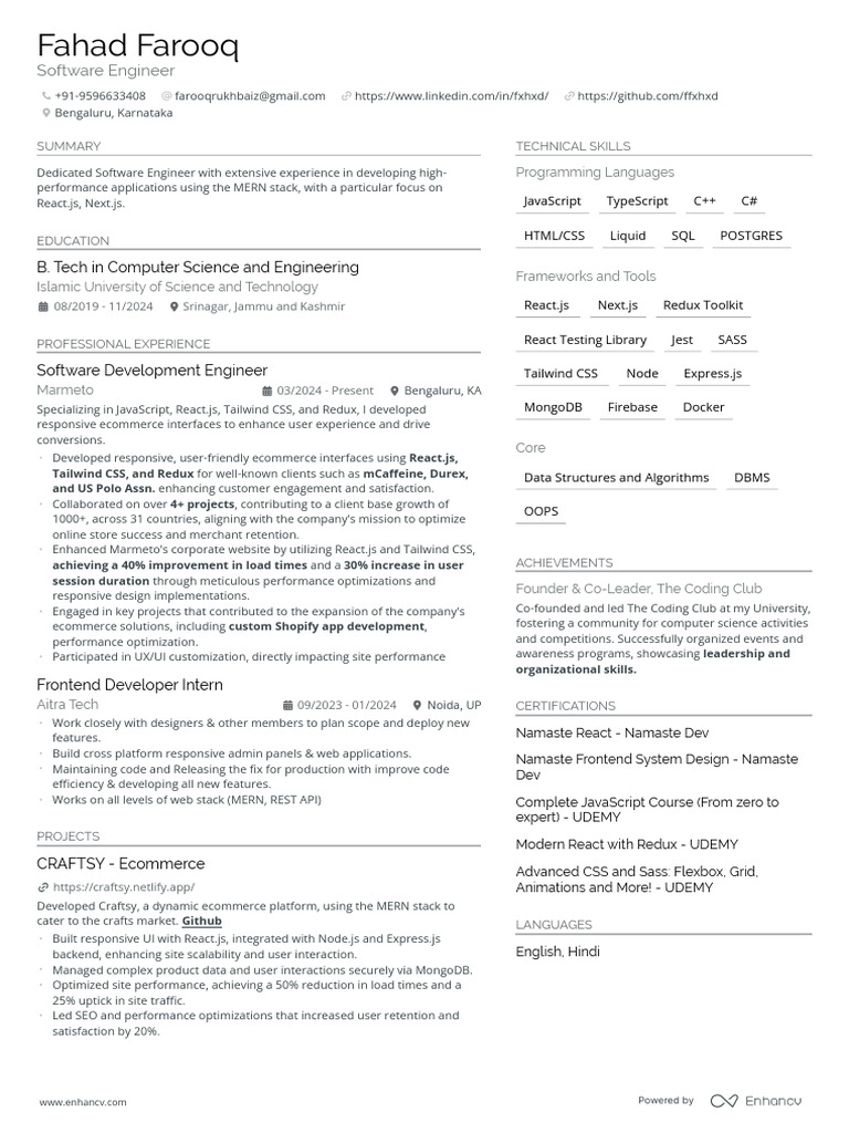 Fahad Farooq Resume | PDF | Java Script | Systems Engineering