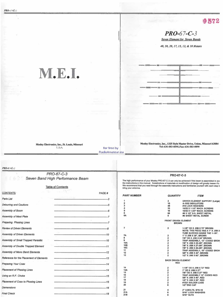 Mosley PRO 67 C 3 User | PDF