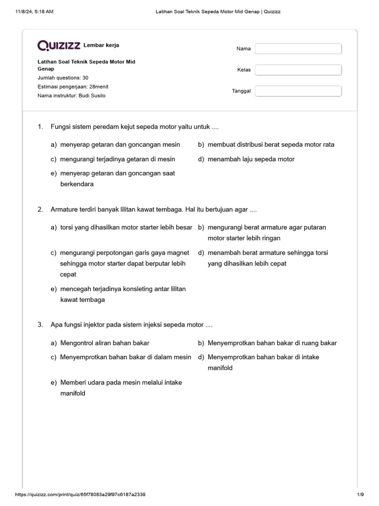 Diagnosa Masalah Sepeda Motor Brebet | PDF | Teknologi & Rekayasa ...