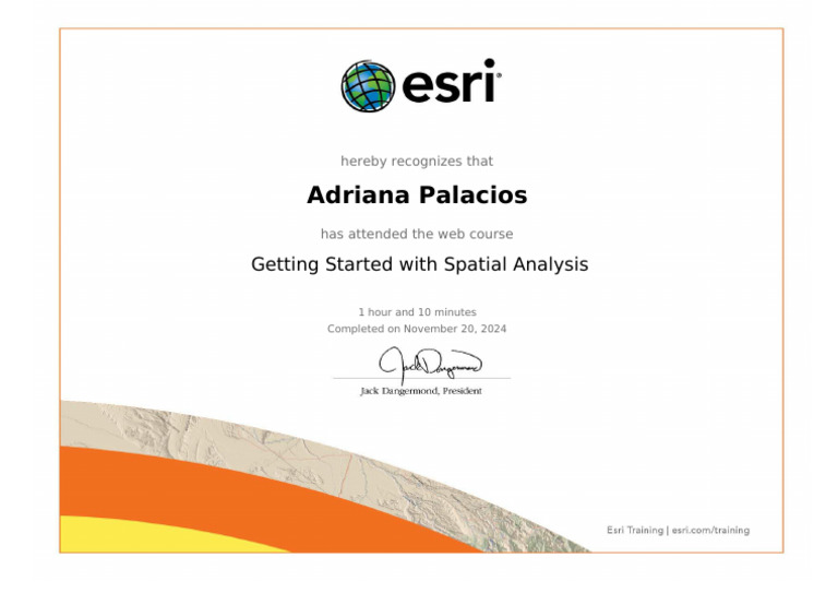 Getting Started With Spatial Analysis - Certificate - 11202024 | PDF Getting Started With Spatial Analysis - Certificate - 11202024 | PDF
