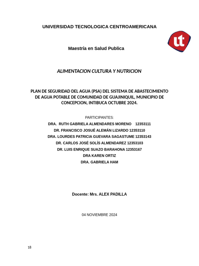 Psa Guajiniquil Concepcion Intibuca - Fajl | PDF | Agua | Agua potable
