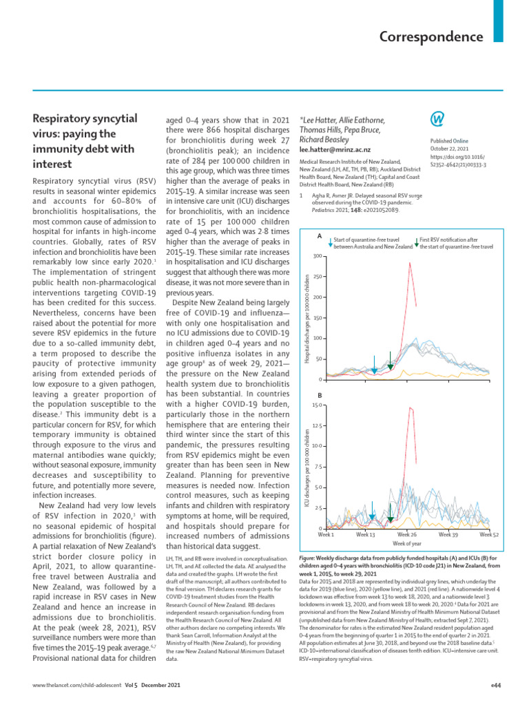 RSV Immunity Debt and Hospitalizations | PDF | Infection | Epidemics