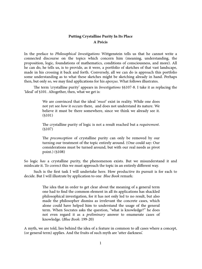 Charles Travis - Wittgenstein Cryst Pur8 | PDF | Thought | Truth