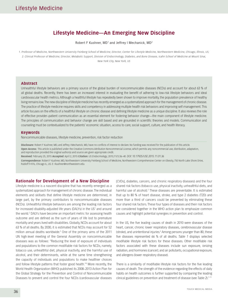 Lifestyle Medicine: A New Approach to Health | PDF | Non Communicable ...