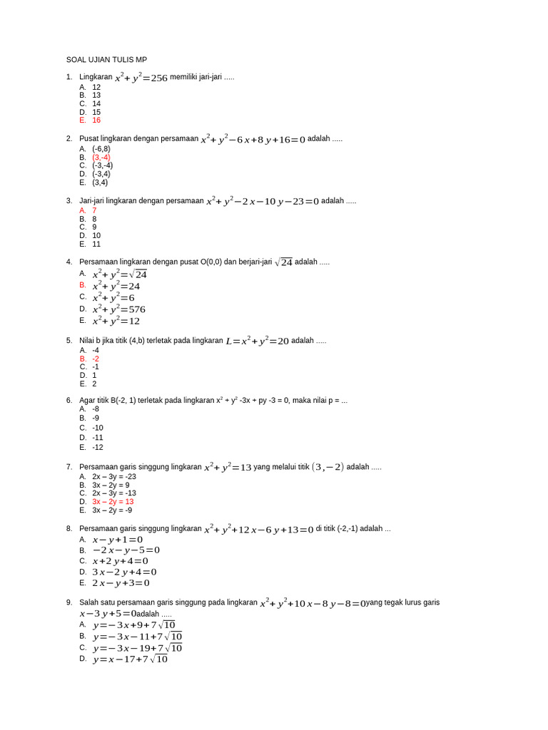 Soal Tulis MP Xi Exc Sem4 2023 | PDF