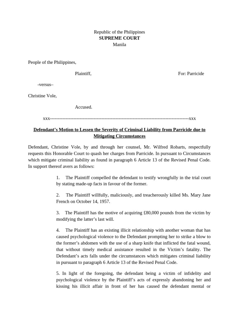 Example of Legal Pleading For Legal Research and Writing | PDF ...