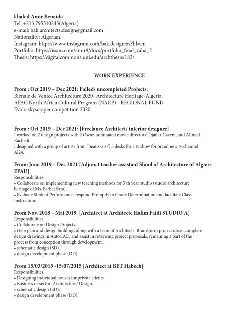 Asmaa Gacem Curriculum Overview | PDF | Engineering | Real Estate